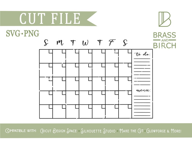 Calendar SVG Filemonthly SVG File Planner SVG File Calendar - Etsy