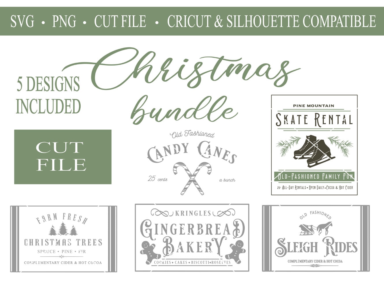 Christmas SVG Bundle Winter SVG File Holiday SVG File - Etsy
