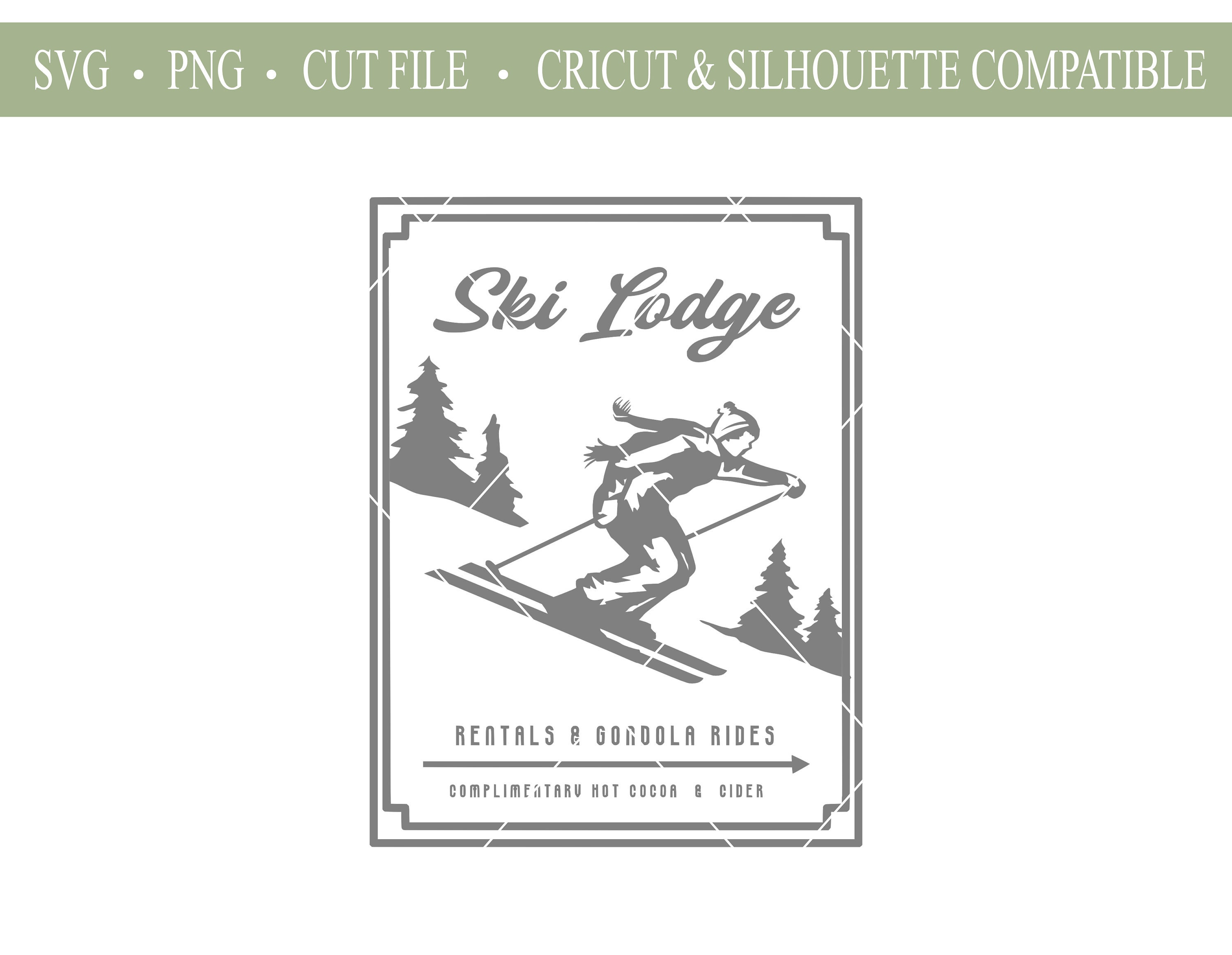 Vintage Ski Lodge SVG File Christmas SVG File Ski SVG File | Etsy