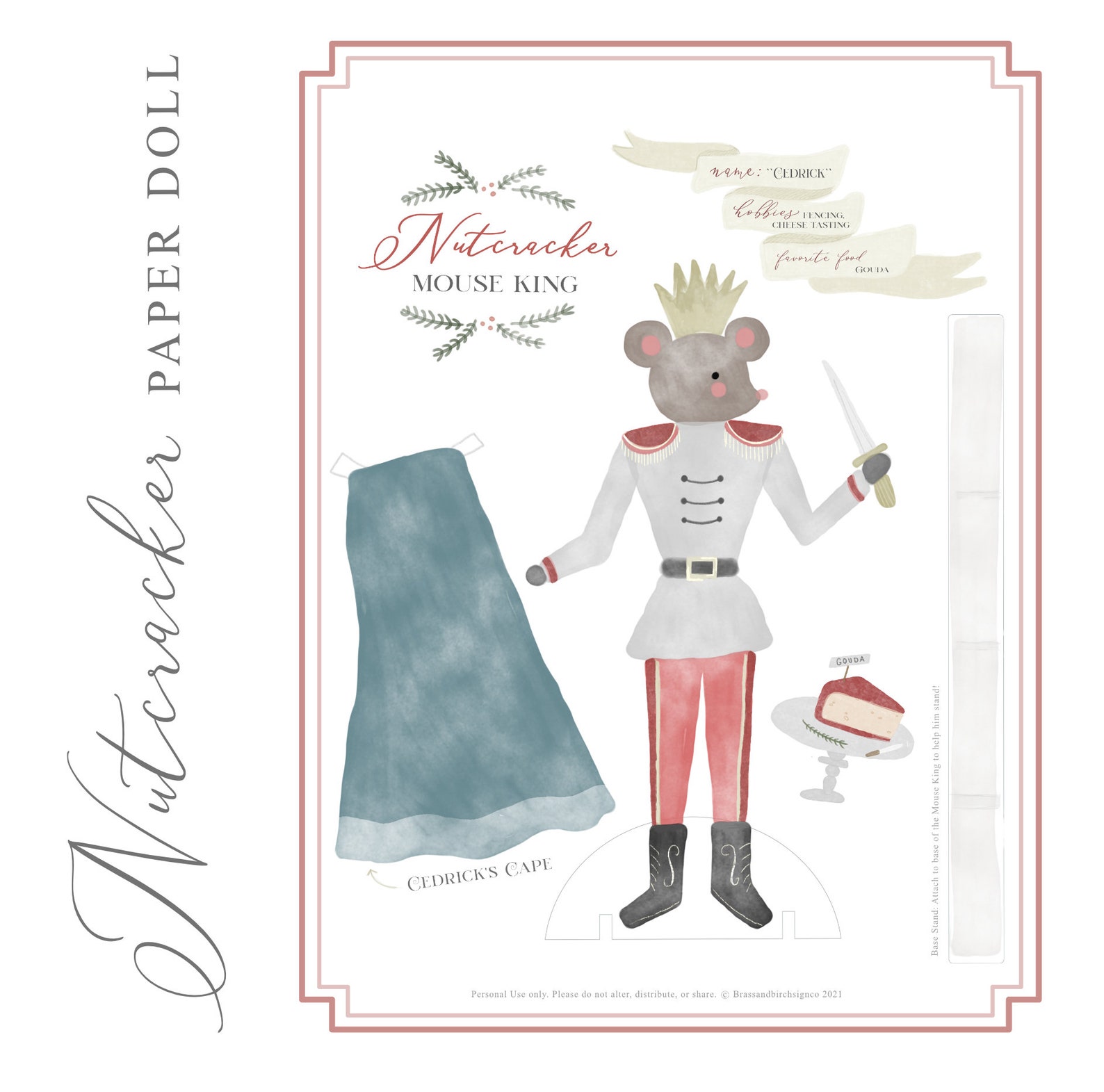 Paper Doll PDF Printable Nutcracker Paper Doll File Paper - Etsy