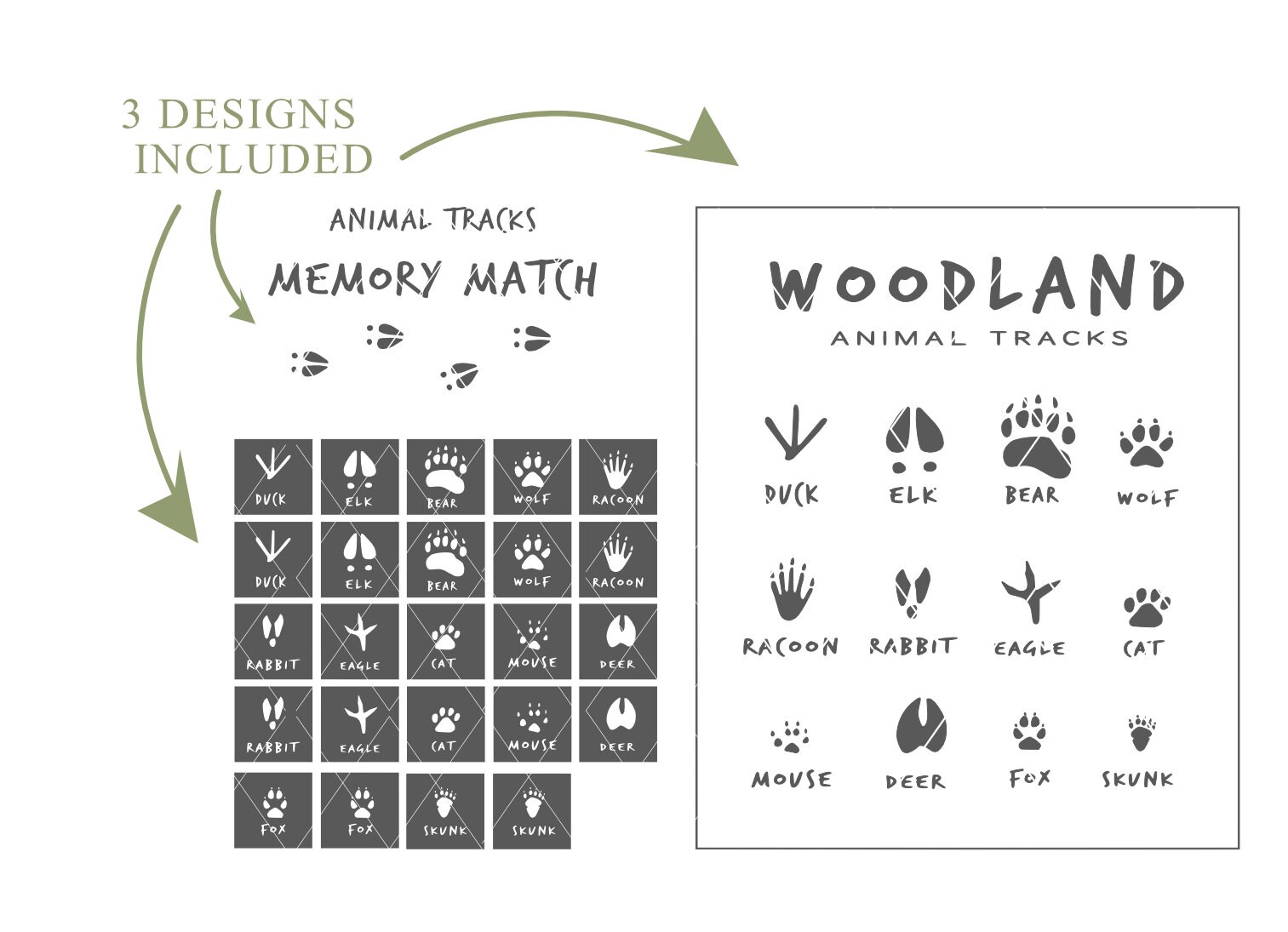 Woodland Memory Game SVG File Matching Game SVG File - Etsy