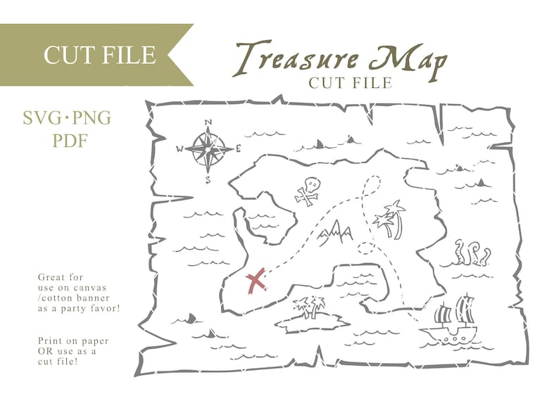 Treasure Map SVG File, Pirate SVG File, Birthday SVG File, Vector ...