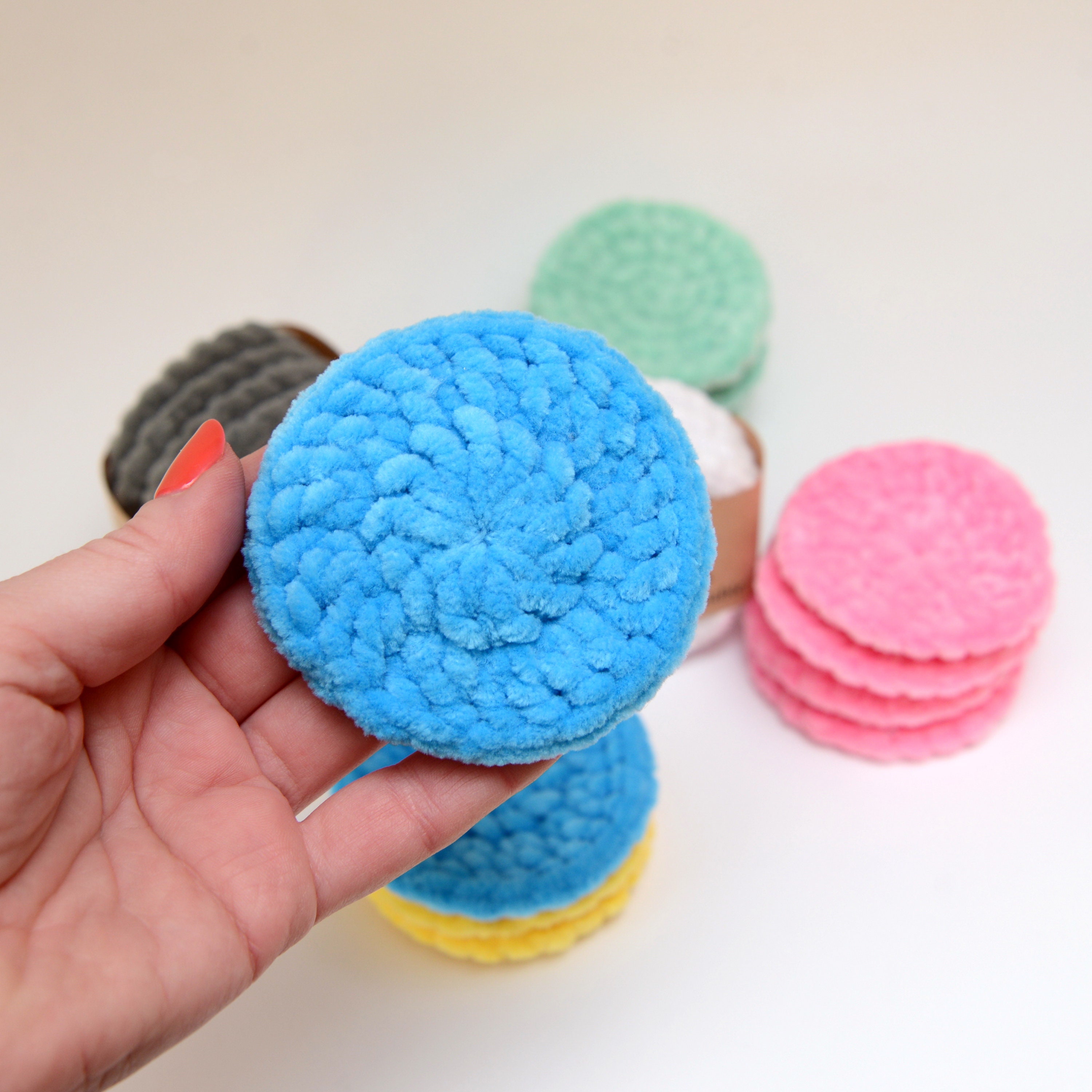Super Soft Plush Facial Rounds Set, Handmade Crochet Face Scrubbies ...
