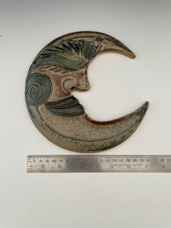 Wall hanging handmade ceramic moon. — Earth, Fire, & Spirit Gallery