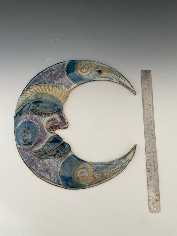 Wall hanging handmade ceramic moon. — Earth, Fire, & Spirit Gallery
