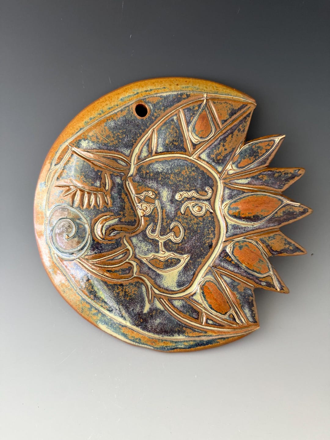 Handmade Ceramic Sun and Moon. Indoor/outdoor. - Etsy