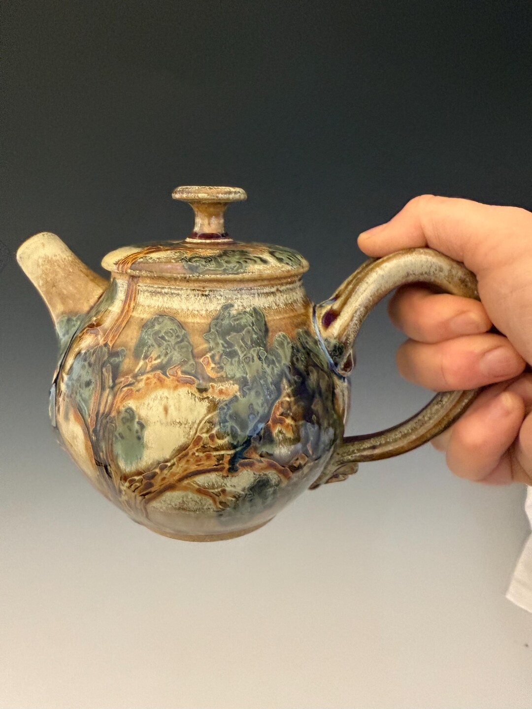 Wheel Thrown Tea Pot With Hand Slipped Tree. - Etsy
