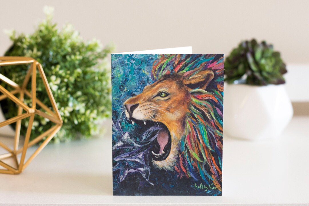 Note Card "my Defender" | Blank Greeting Card | Lion Stationary ...