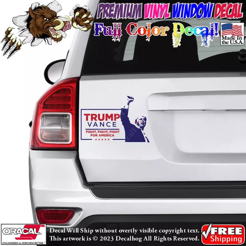 Donald Trump JD Vance 2024 Full Color Car Truck Window Vinyl Decal ...