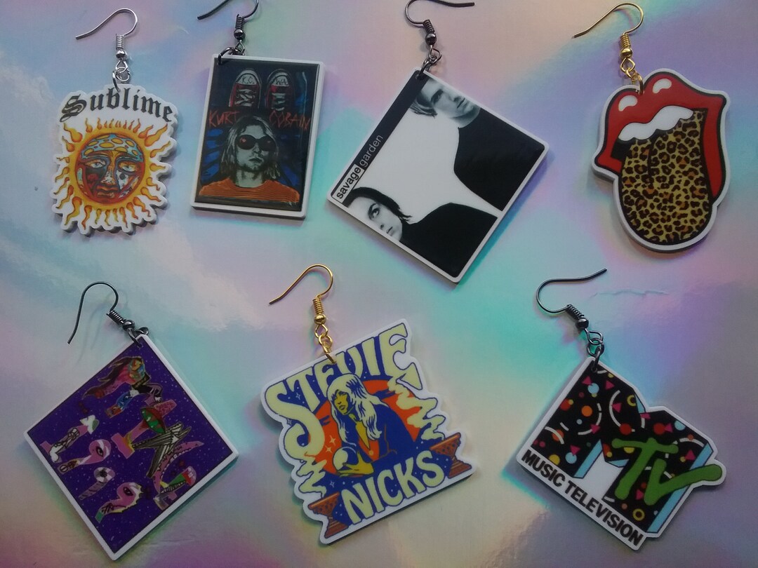 A12 - 80s Rock Band Earrings Pendant Necklace Planar Rock Club Charm ...