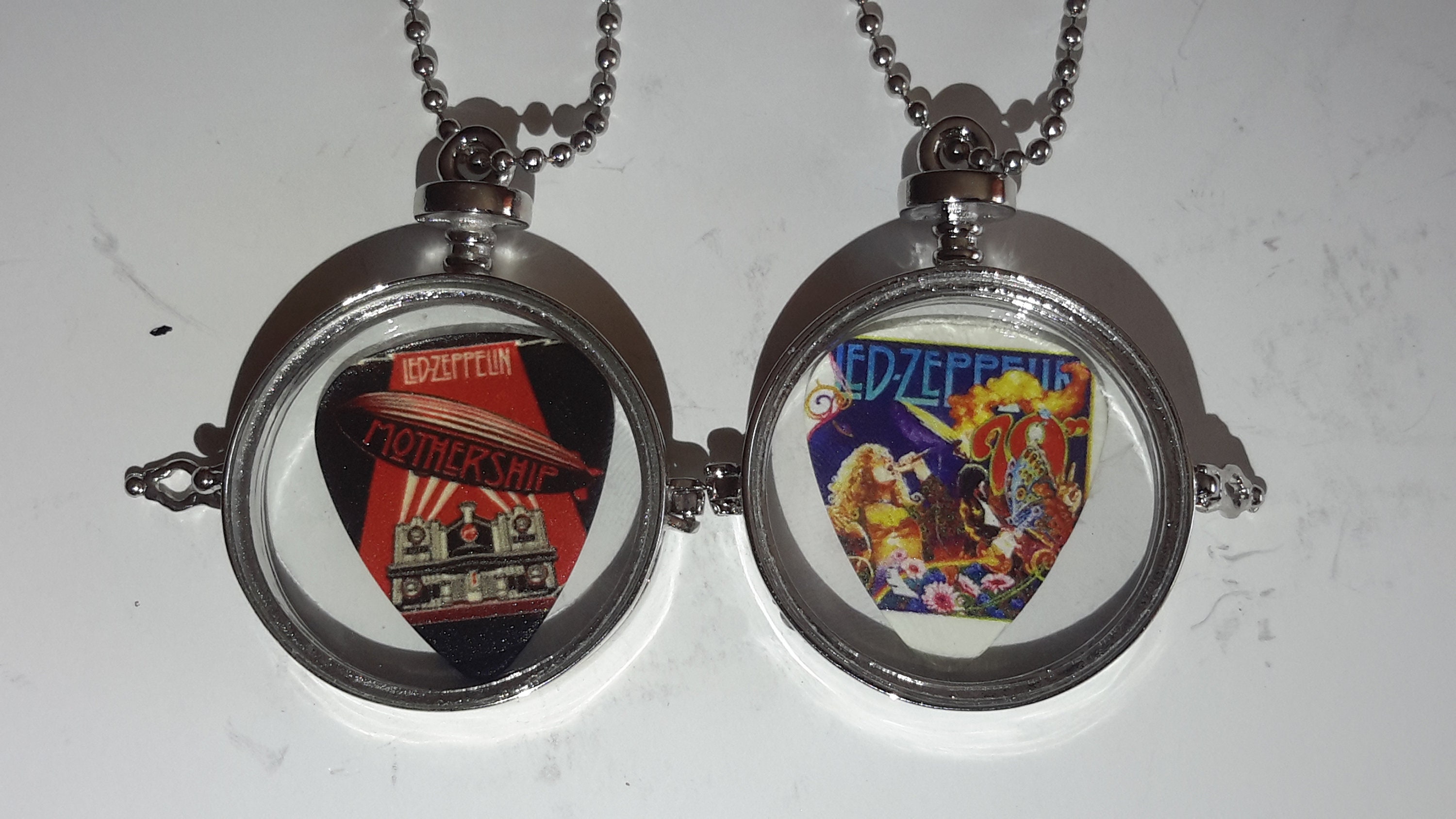 B6 Rock and roll band guitar pick glass locket necklace reversible ...