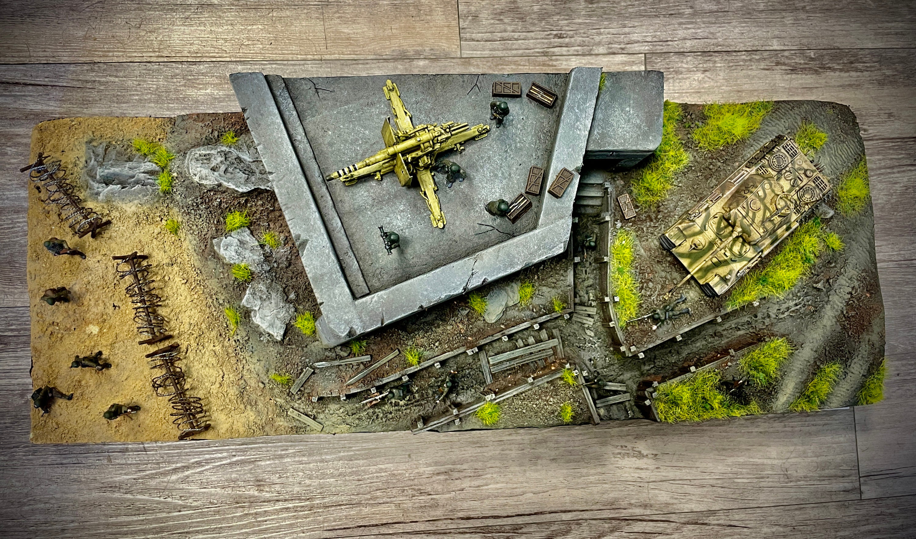 1/72 WW2 Diorama German Panzer V Panther and Flak 88 US Infranty ...