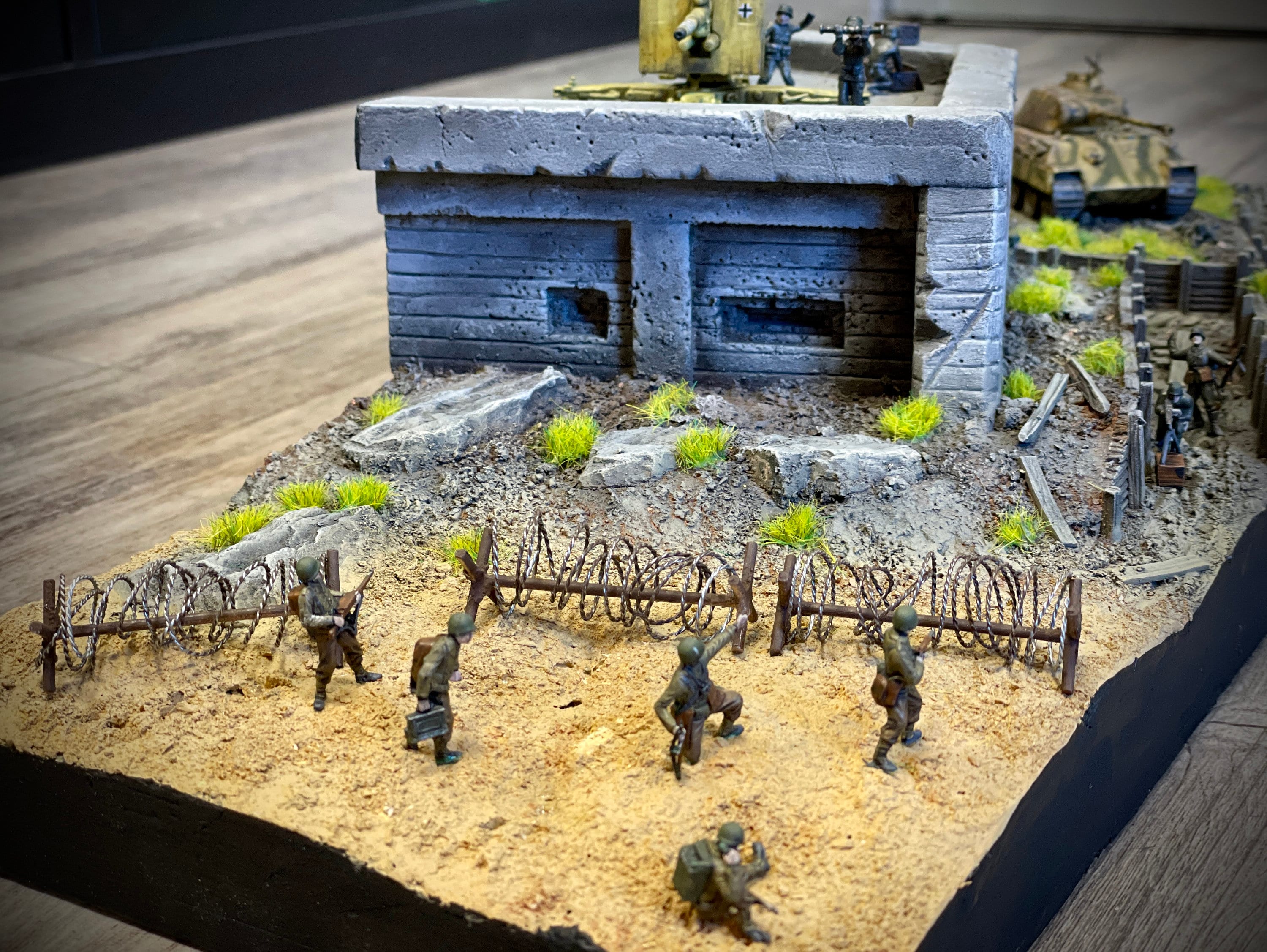 1/72 WW2 Diorama German Panzer V Panther and Flak 88 US Infranty ...