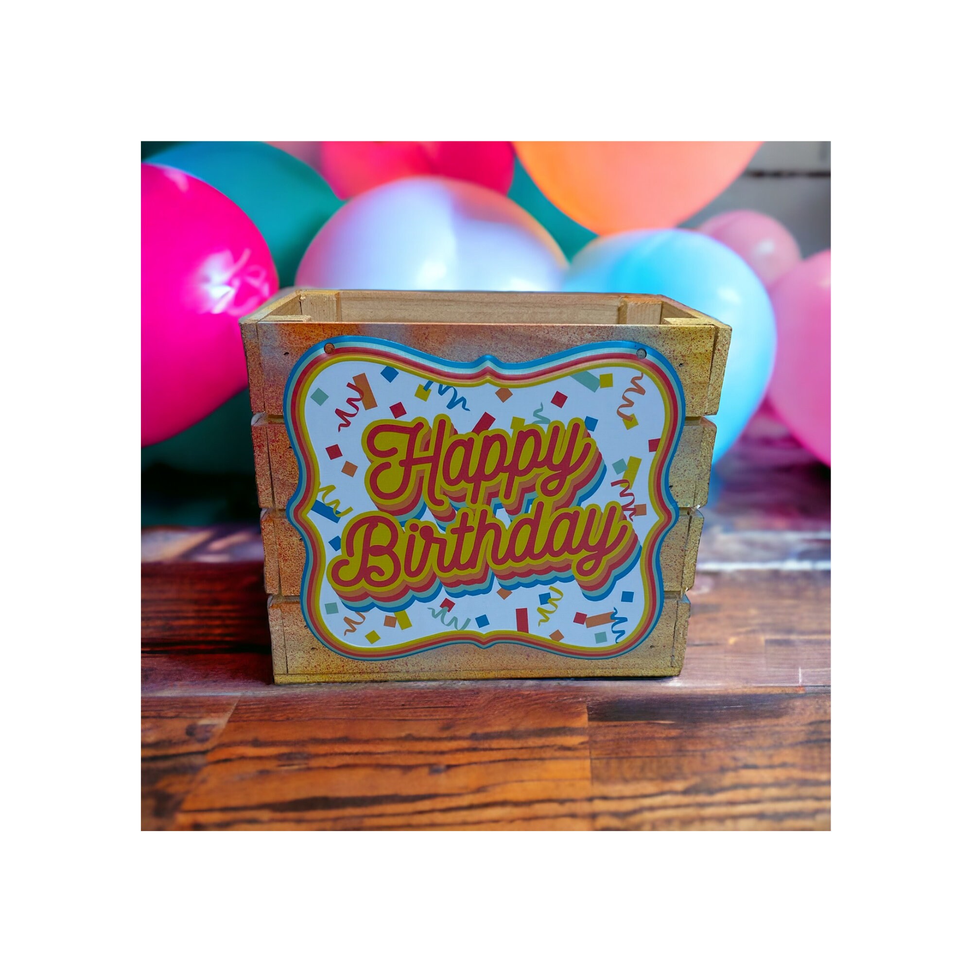 Happy Birthday Wooden Crate, Multifunctional Decor & Gift Box, Birthday ...