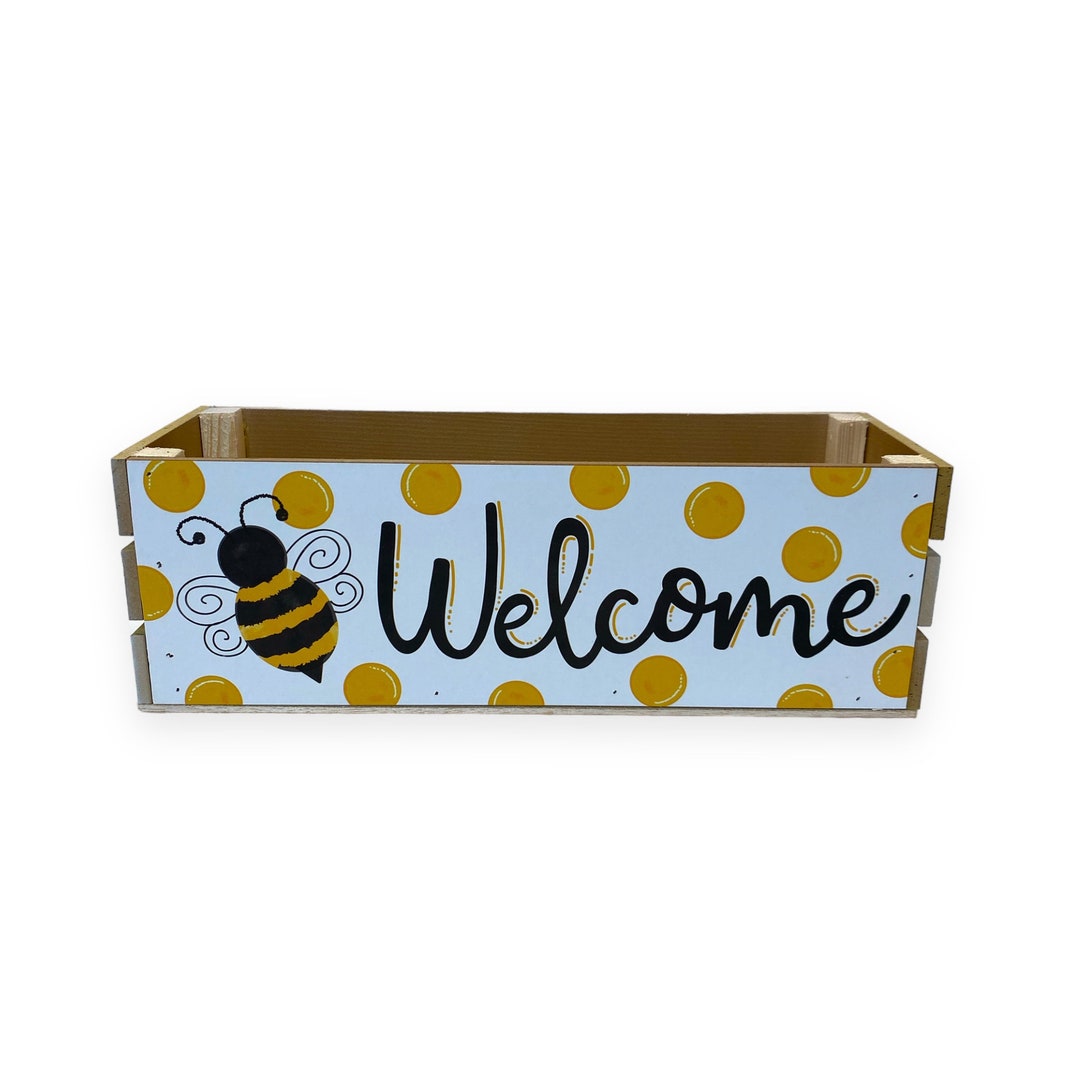 Handcrafted Bee Welcome Crate: Polka Dot Wooden Storage Box - Etsy