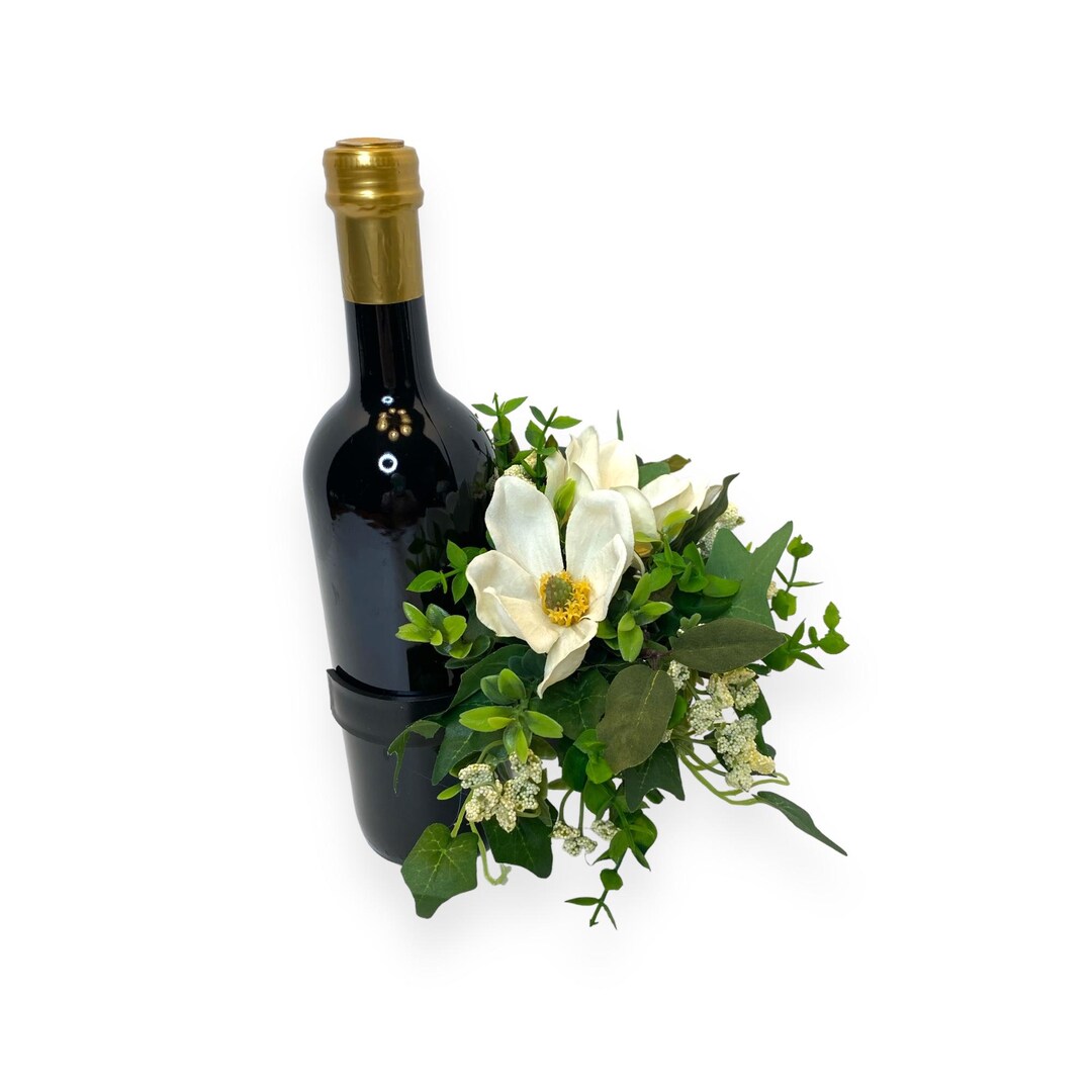 Elegant Magnolia and White Flower Bottle Bouquet, Beautiful Floral ...