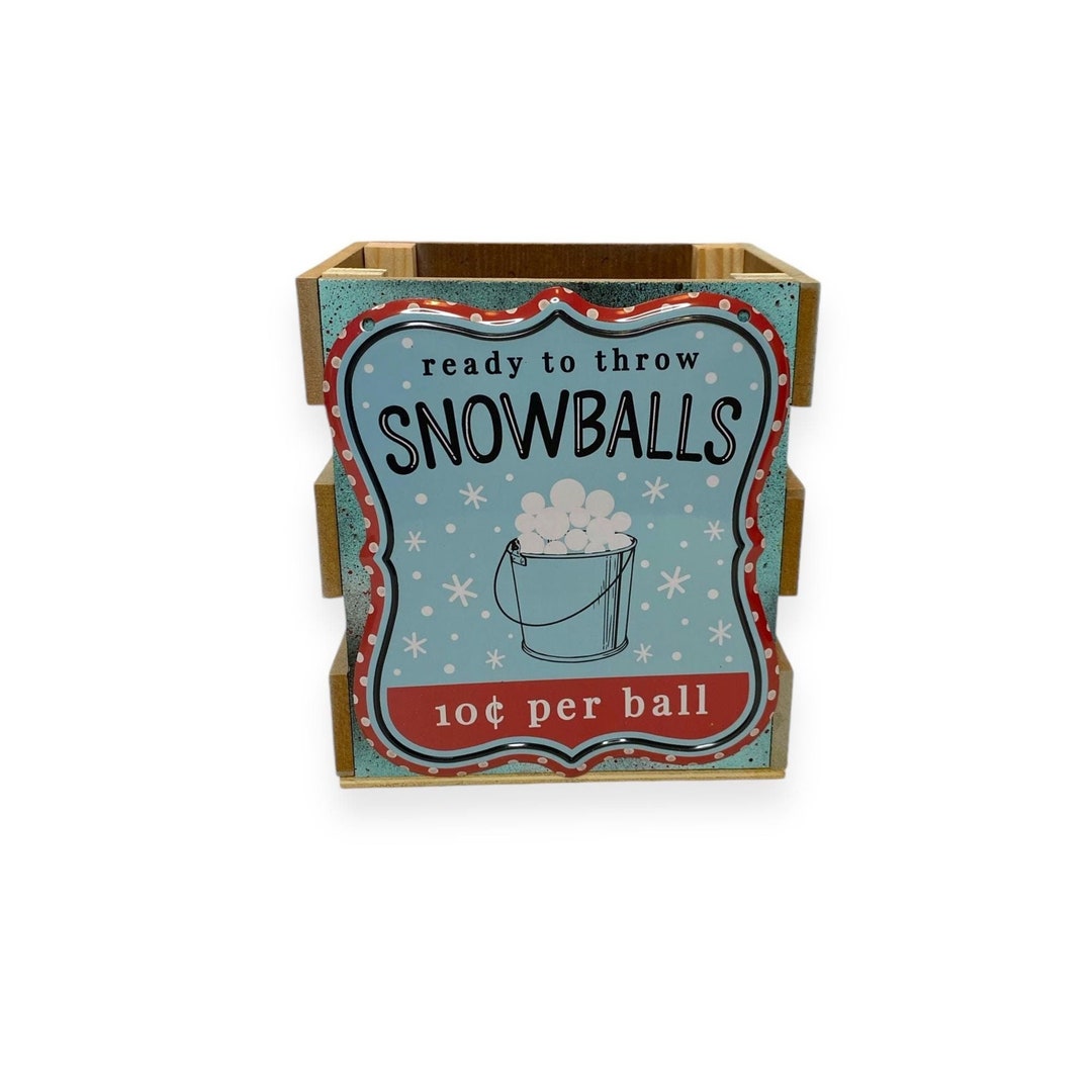 Christmas Wooden Box: "ready to Throw Snowballs" Holiday Decor - Etsy