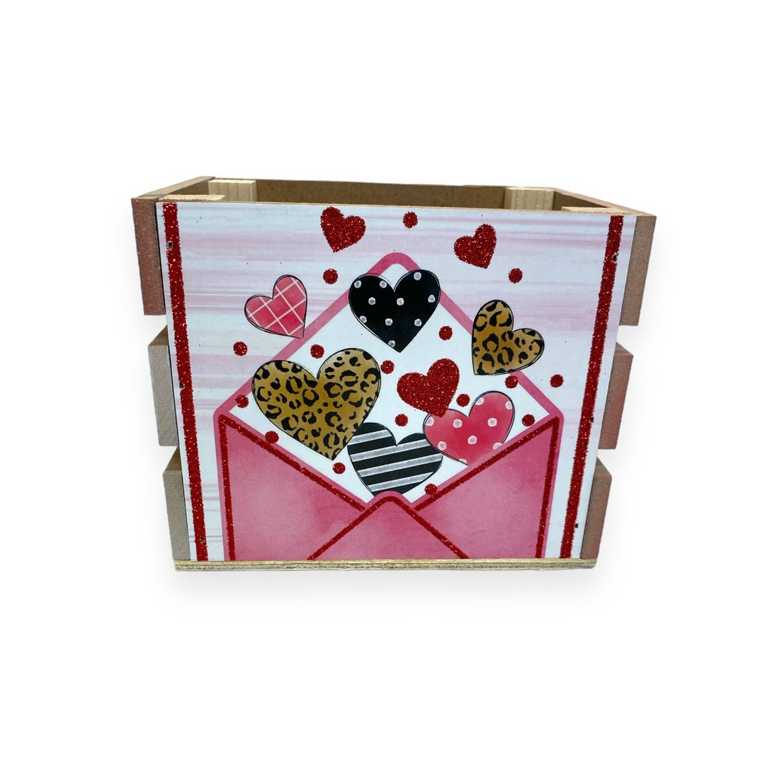 Romantic Handmade Wooden Crate/box, Handmade Wooden Heart Box, Love and ...