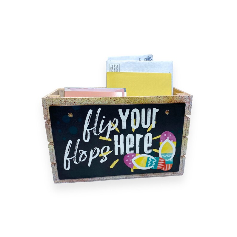 Beach-themed Flip Flop Crate Box, Handmade Wooden Storage, Summer Decor ...