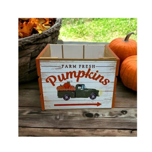 Handmade Fall Wooden Crate, "farm Fresh Pumpkins" With a Green Truck ...