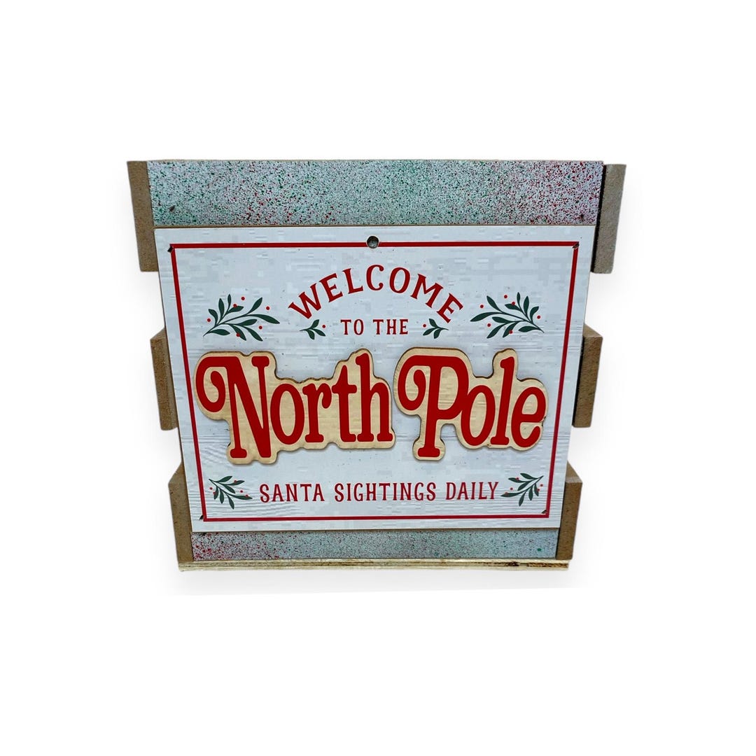 Christmas Wooden Box, North Pole Decor, Rustic Holiday Crate, Santa ...