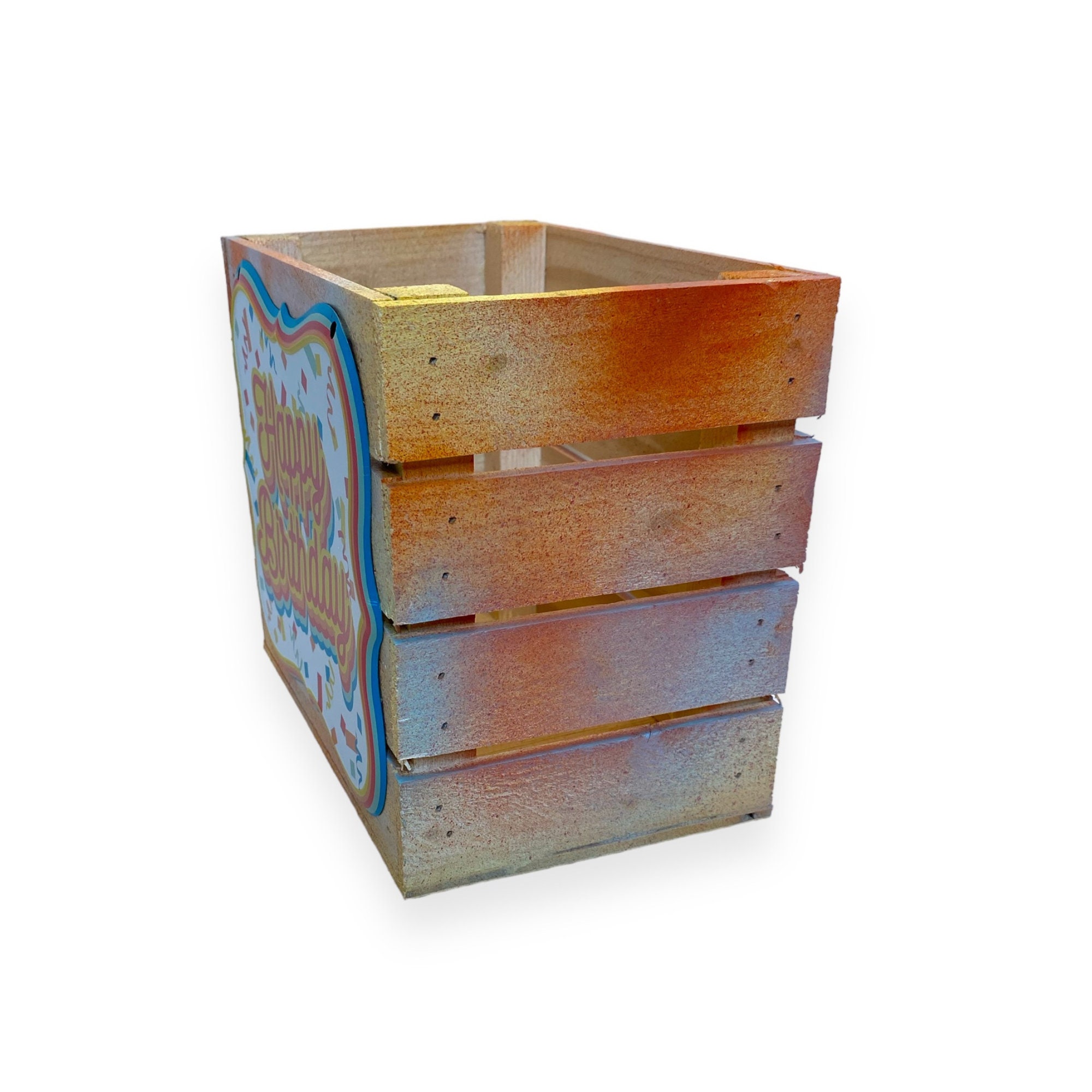 Happy Birthday Wooden Crate, Multifunctional Decor & Gift Box, Birthday ...