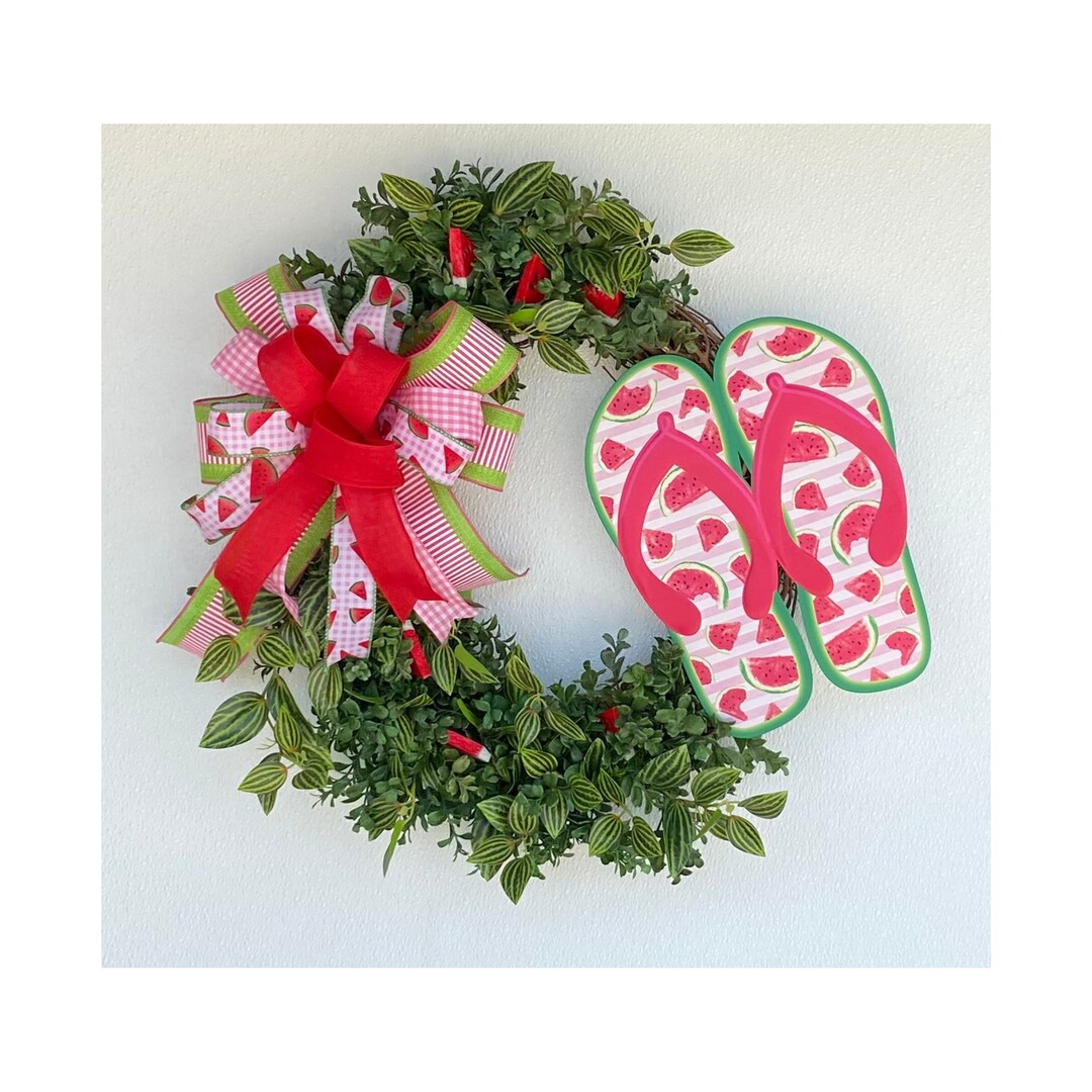 Watermelon Flip Flop Wreath: Summer Door Decor - Etsy