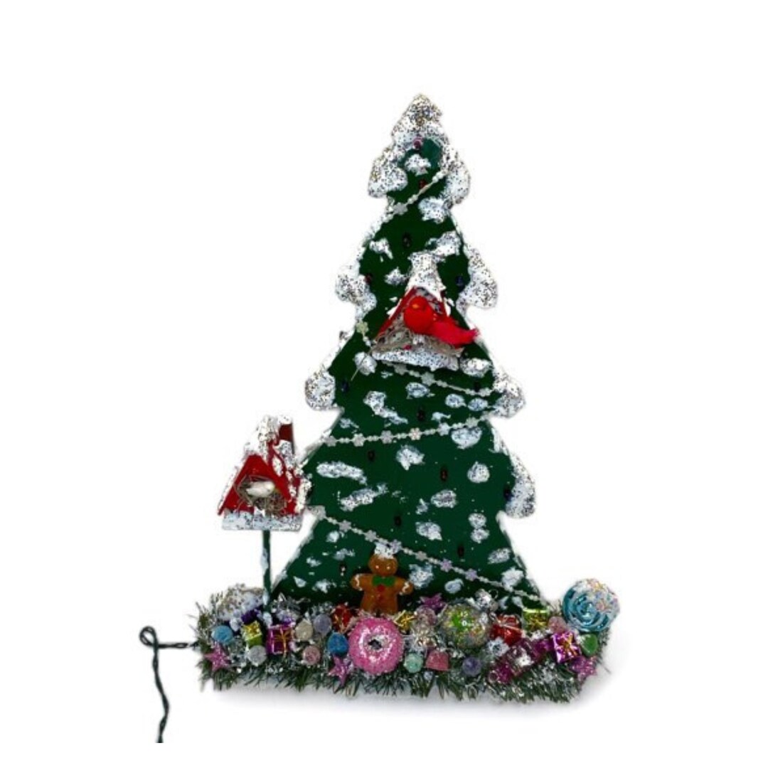 Small Candy Theme Table Top Tree, Wooden Tabletop Christmas Tree With ...