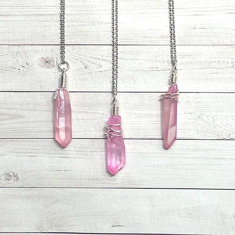 Pink Crystal Pendant - Etsy