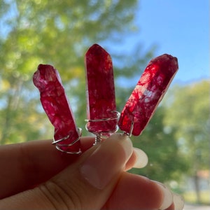 Quartz Crystal Necklace Maroon Deep Red - Etsy