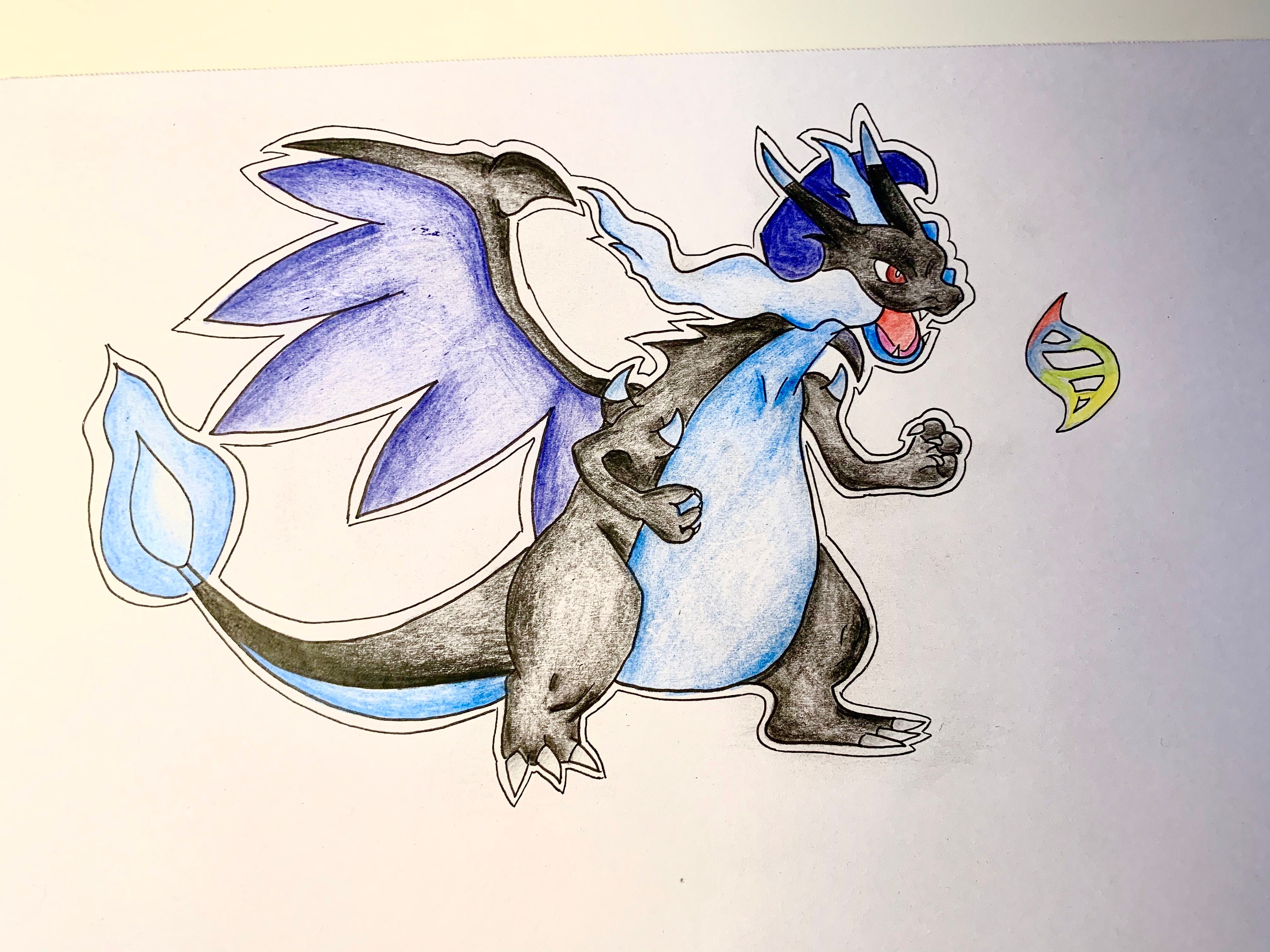 Mega Charizard X A4 dibujo imagen a color | Etsy