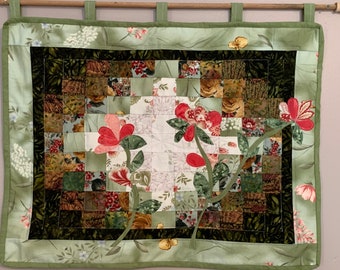 Quilted Wall Hanging, Heavily Custom Quilted, Floral Wall Hanging ...