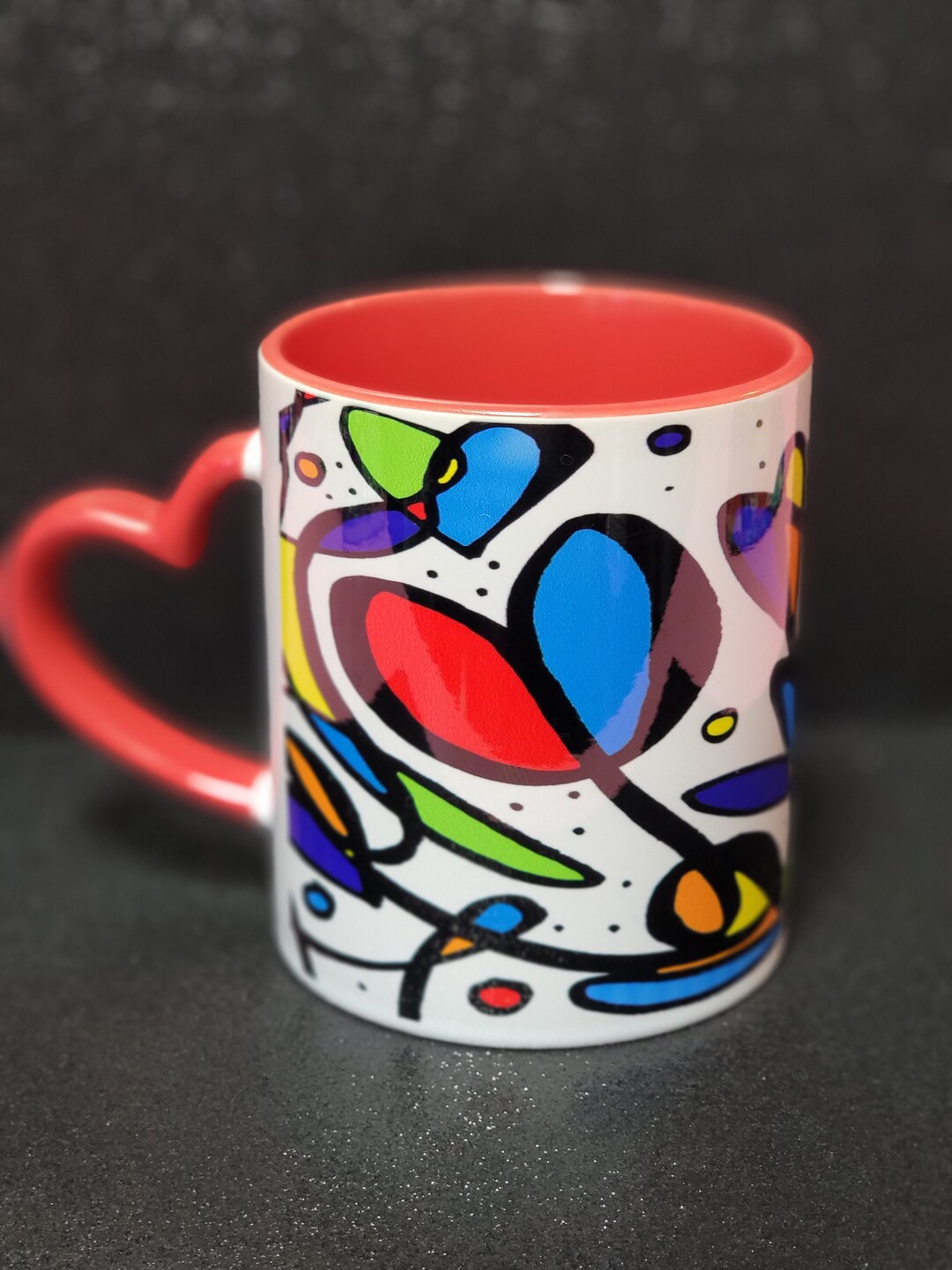 Rainbow Funky Shapes Heart Handle Mug - Art With a Heart Supporting ...