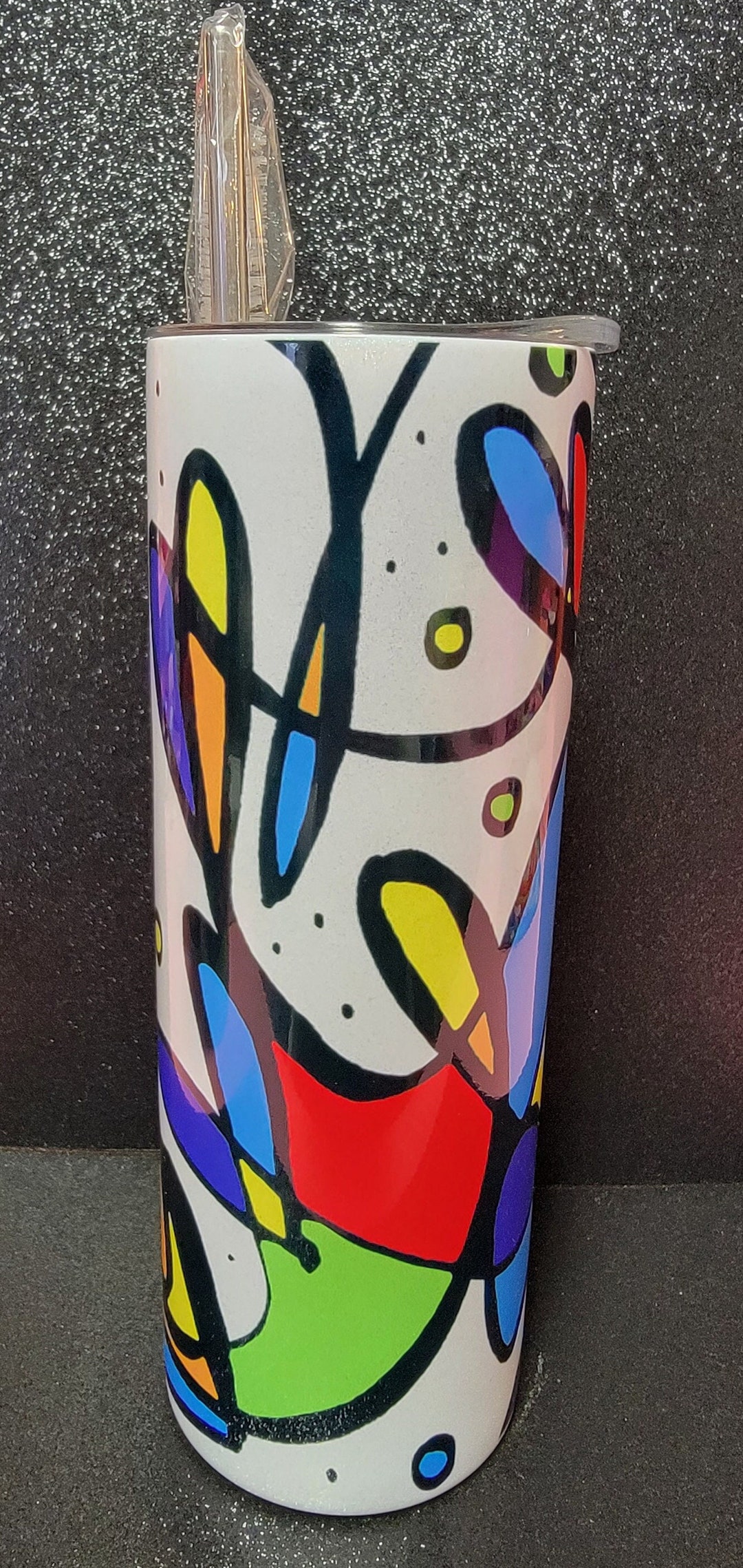 20 Oz Tumbler - Rainbow Funky Shapes - by Roy - Art With a Heart ...