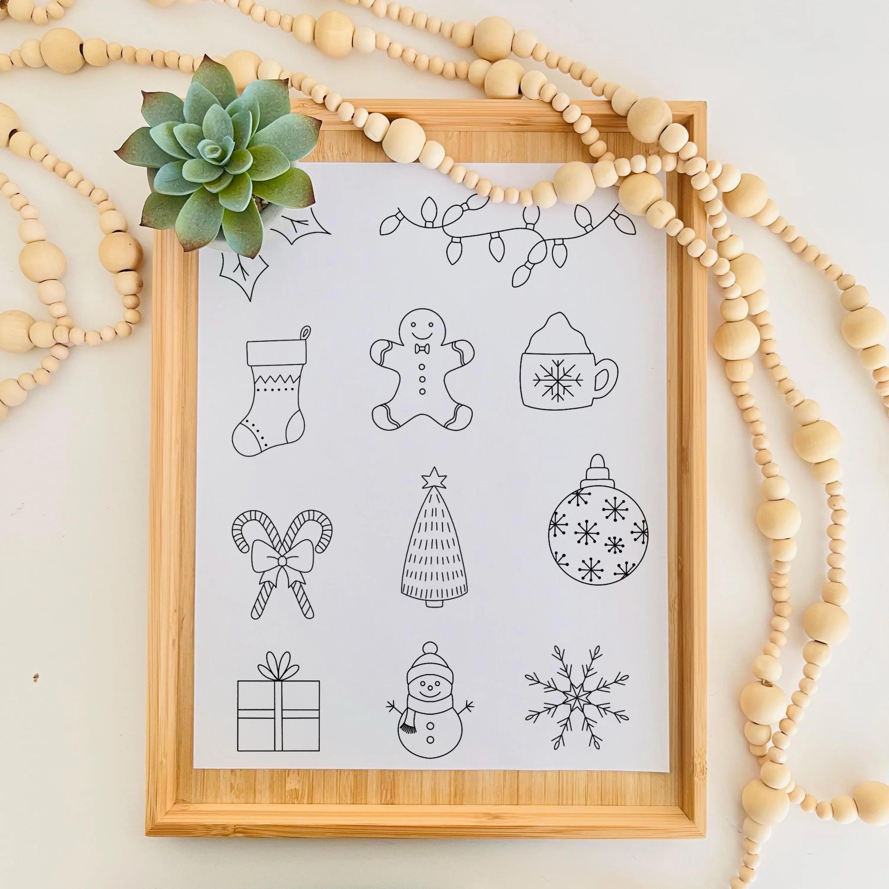 Printable Christmas Embroidery Pattern Sheet, DIY Christmas Ornament ...
