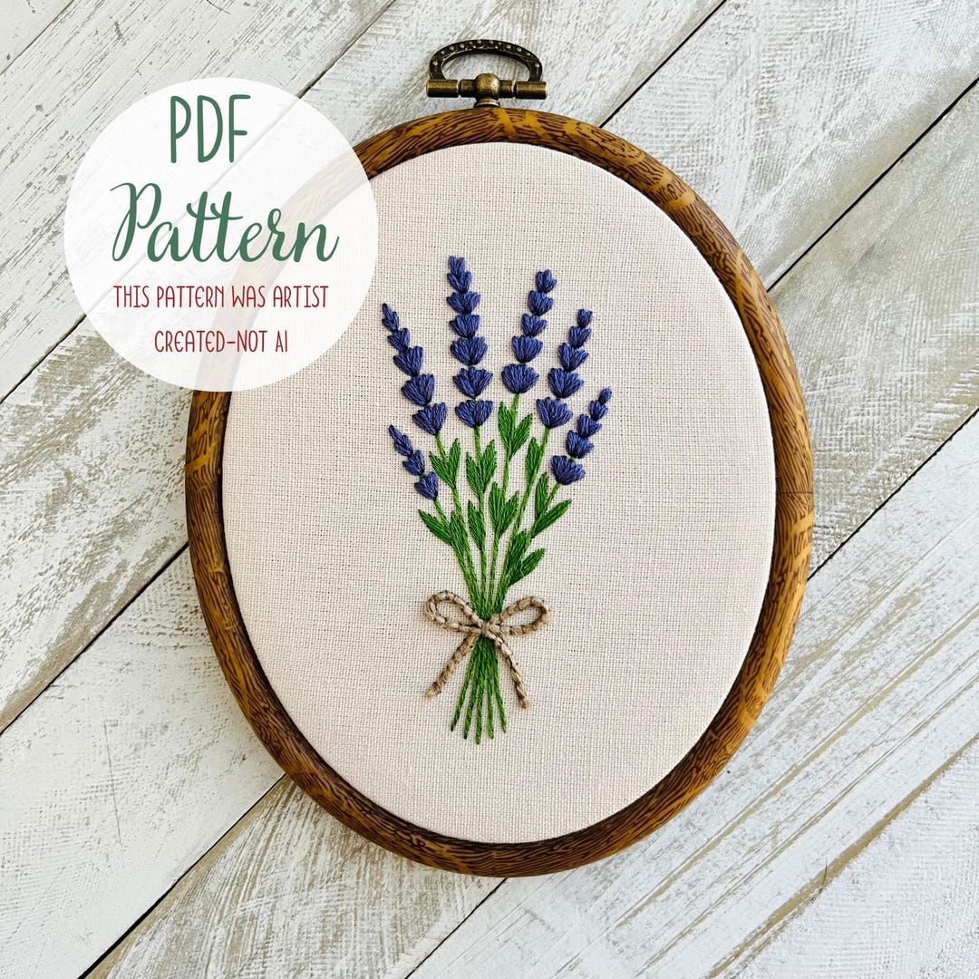 Floral Hand Embroidery Pattern, Lavender Bouquet Embroidery PDF Design ...