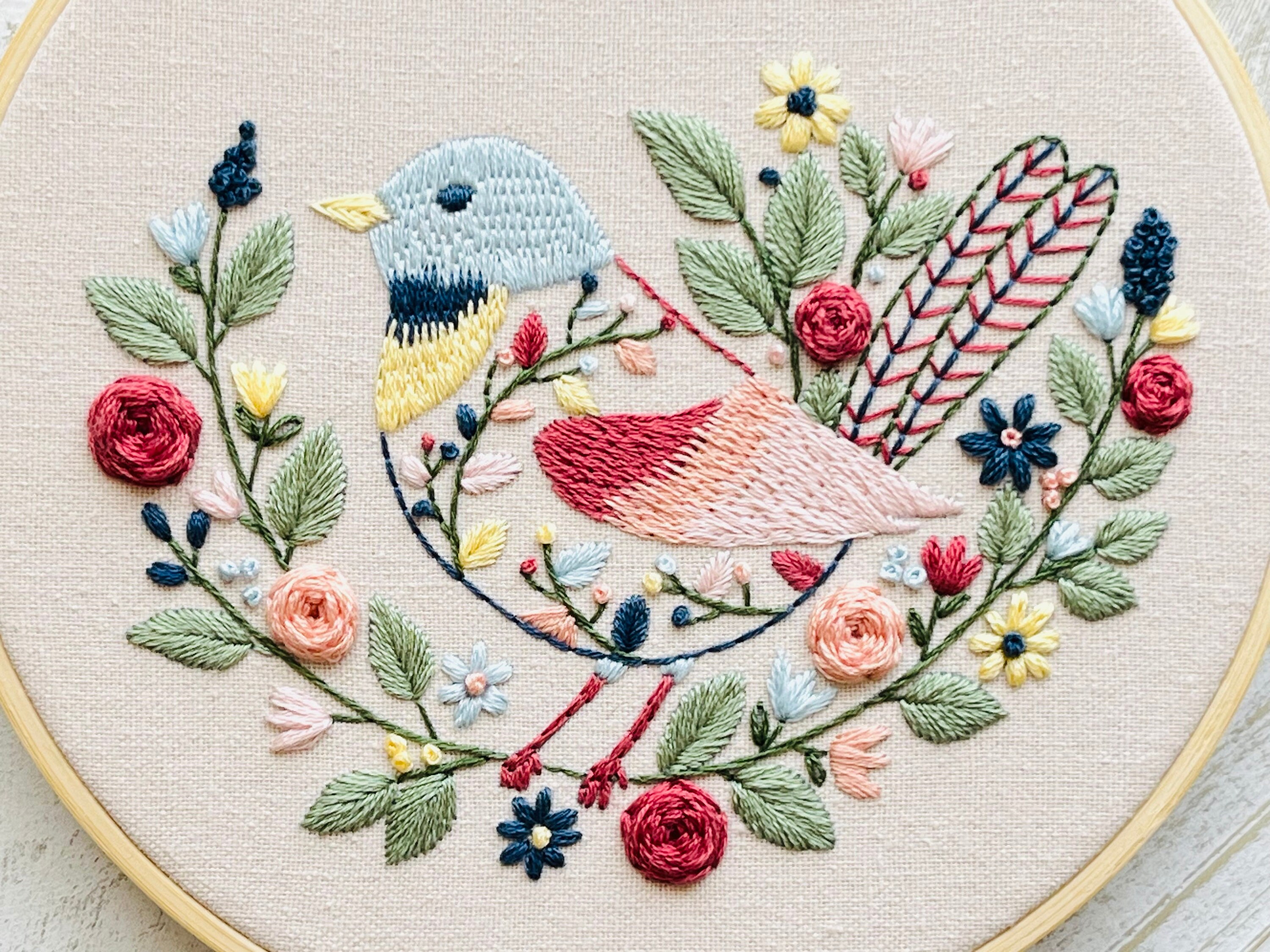 Whimsical Bird Floral Hand Embroidery Digital PDF Pattern Plus How to ...