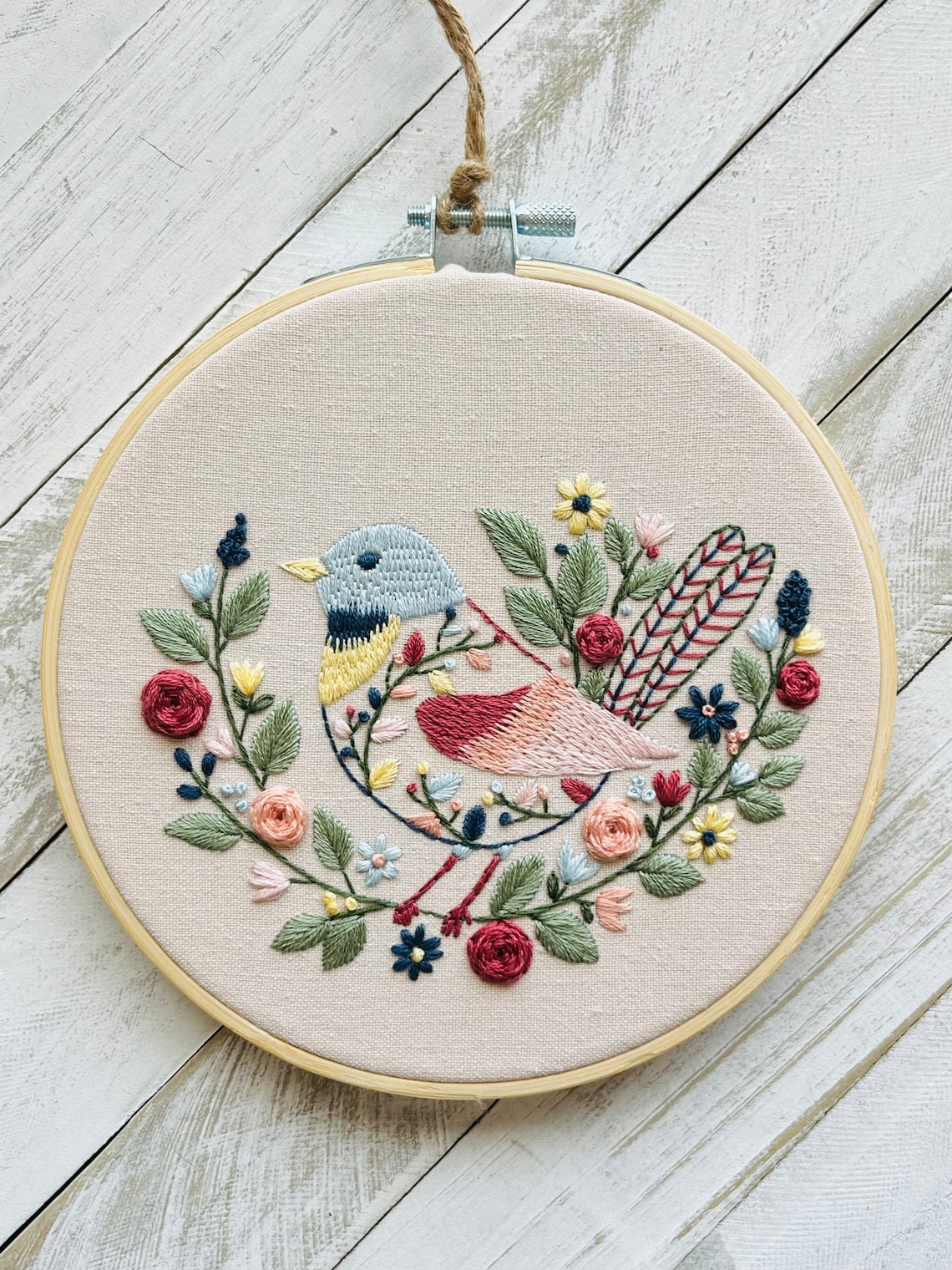 Whimsical Bird Floral Hand Embroidery Digital PDF Pattern Plus How to ...