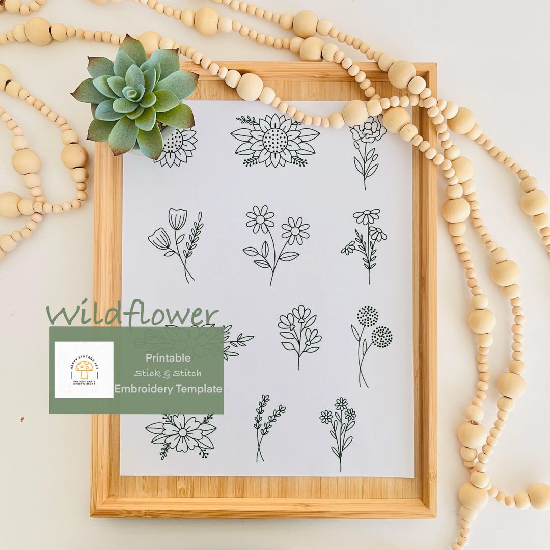 Printable PDF Stick and Stitch Embroidery Floral Wild Flowers Designs ...
