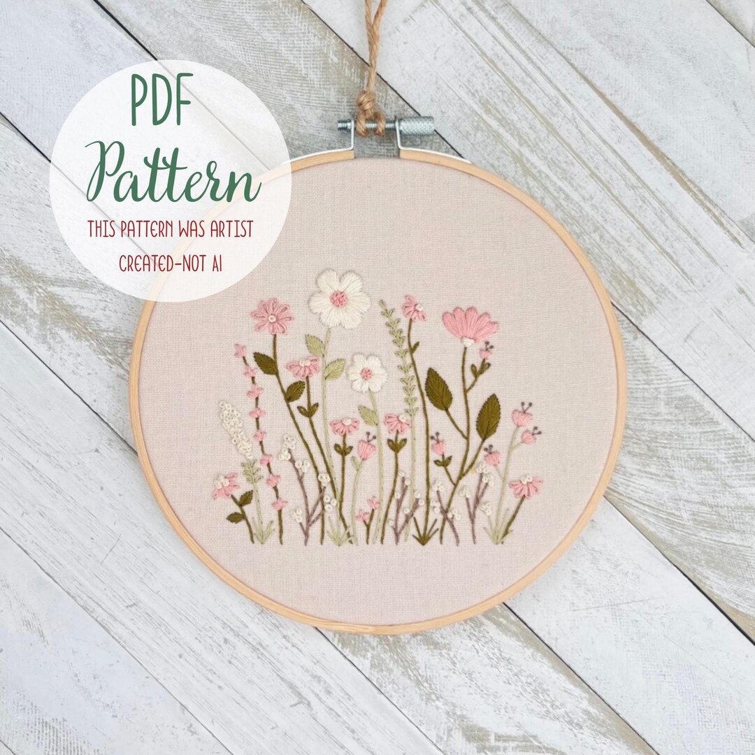 Wildflower Hand Embroidery Pattern: Floral Embroidery Pattern Beginner ...