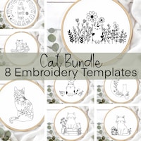 Printable Cute Cat Hand Embroidery Pattern PDF Files Digital Download ...