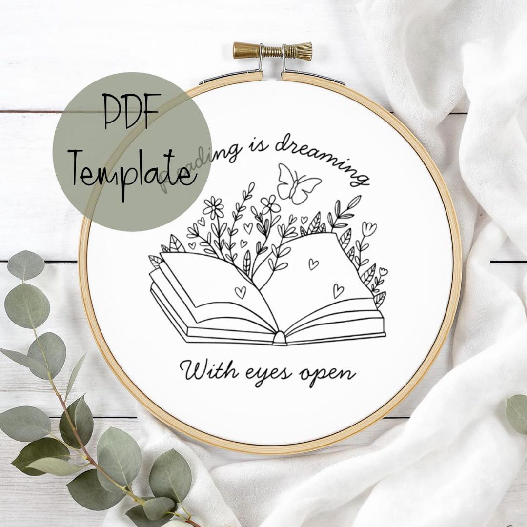 Easy Book Embroidery Pattern, PDF Instant Download, Hoop Art, DIY Hand ...