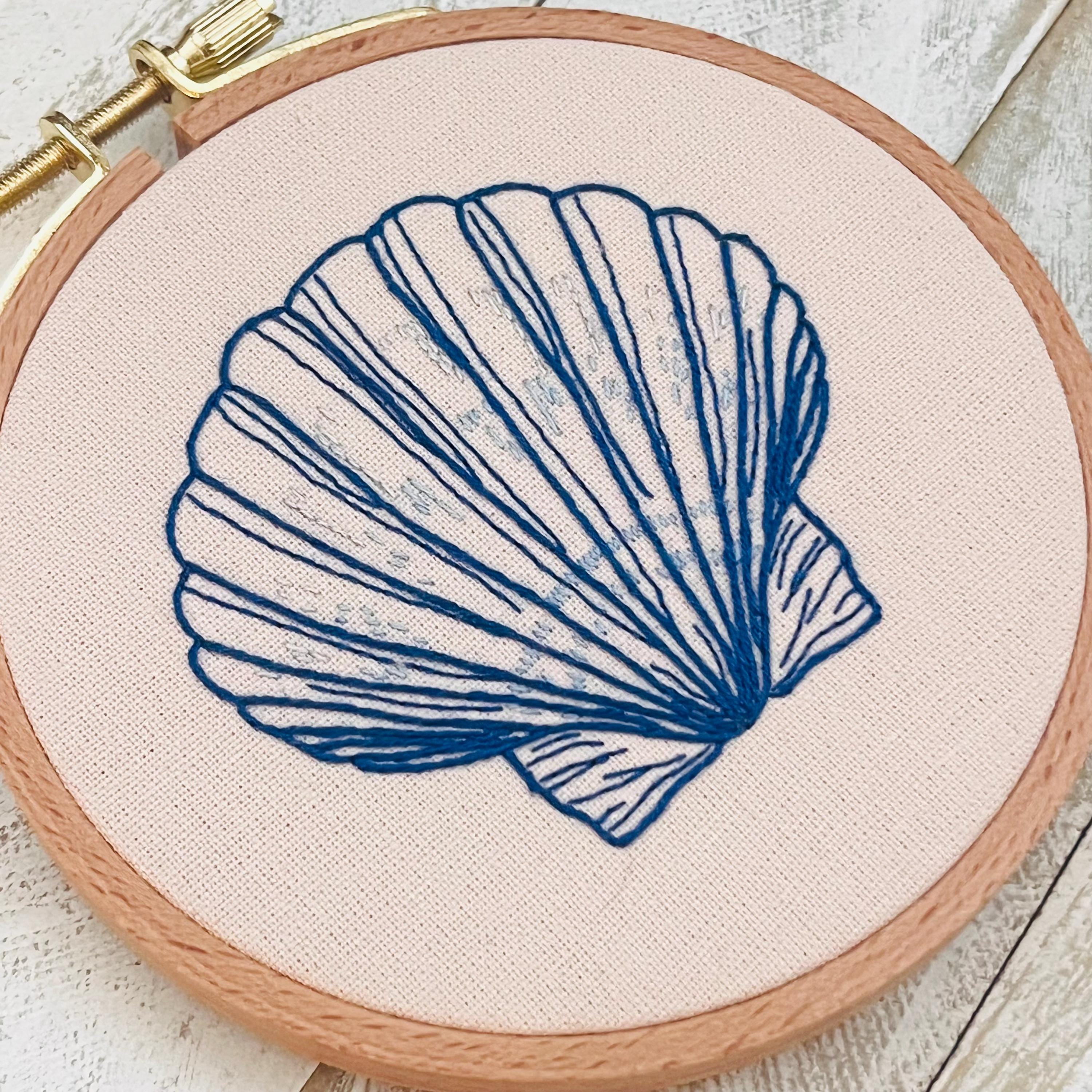 Three Sea Shell Digital PDF Hand Embroidery Patterns 4” Makes 3 Shell ...
