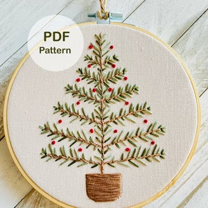 Easy Christmas Tree Embroidery Pattern Classic Christmas Tree - Etsy