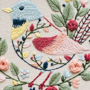 Whimsical Bird Floral Hand Embroidery Digital PDF Pattern Plus How to ...