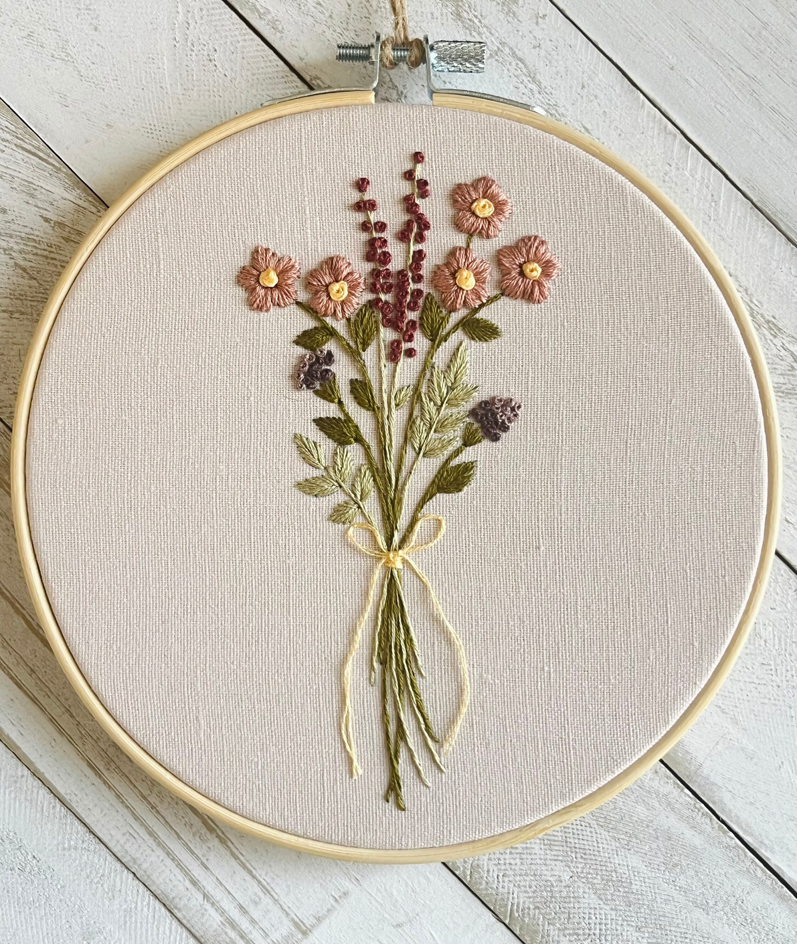 Wildflower Bouquet Modern Hand Embroidery Digital PDF Pattern Plus How ...