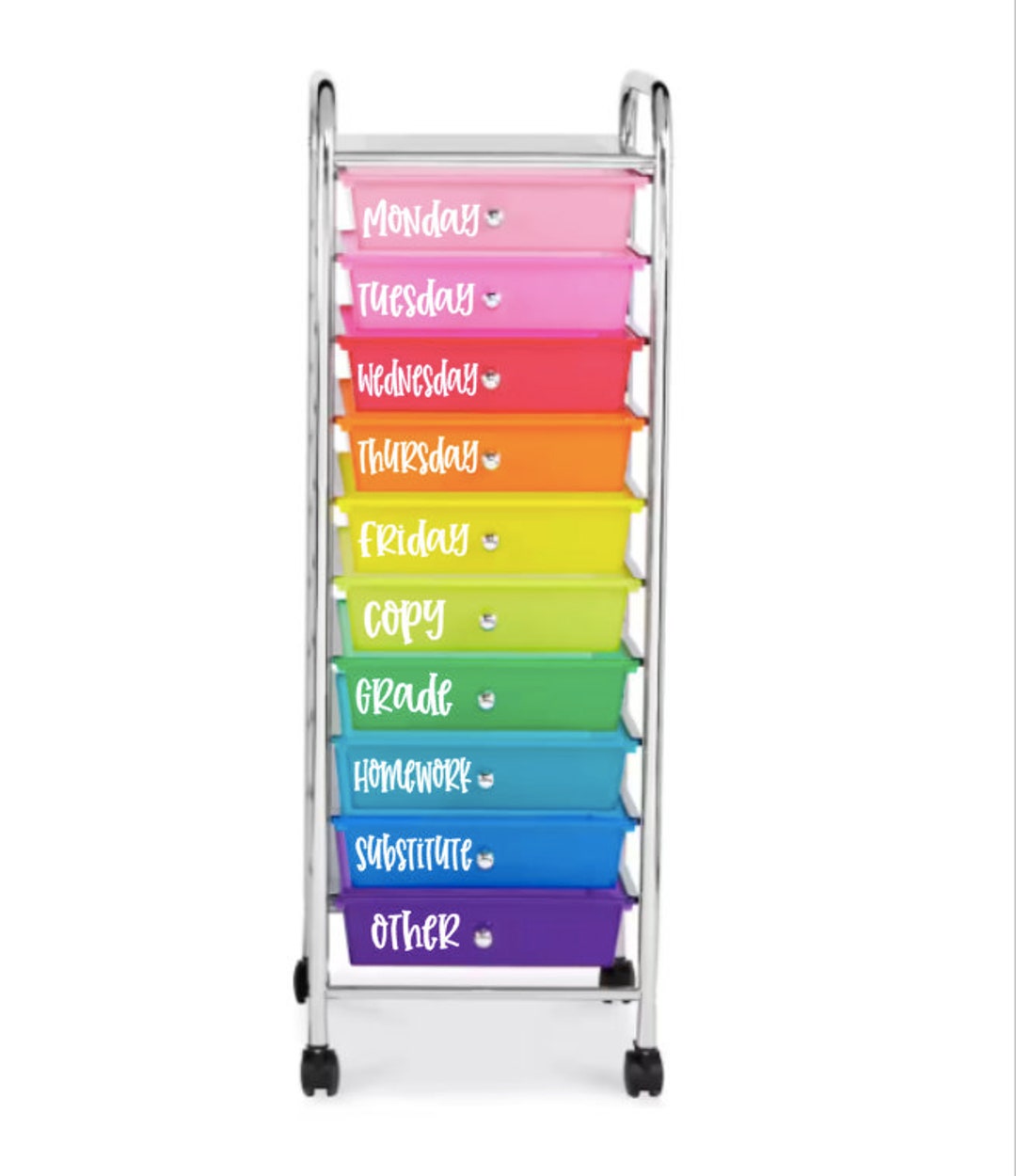 Classroom Labels, Rolling Cart Labels, Rainbow Cart Labels, Rolling ...