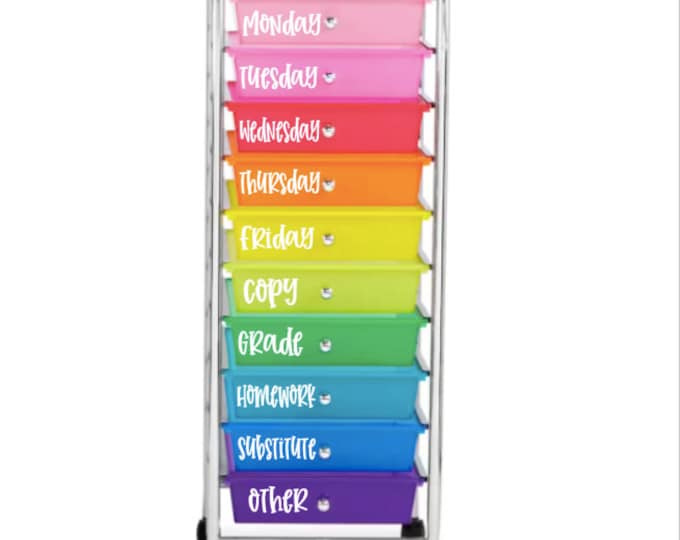 Classroom Labels, Rolling Cart Labels, Rainbow Cart Labels, Rolling ...