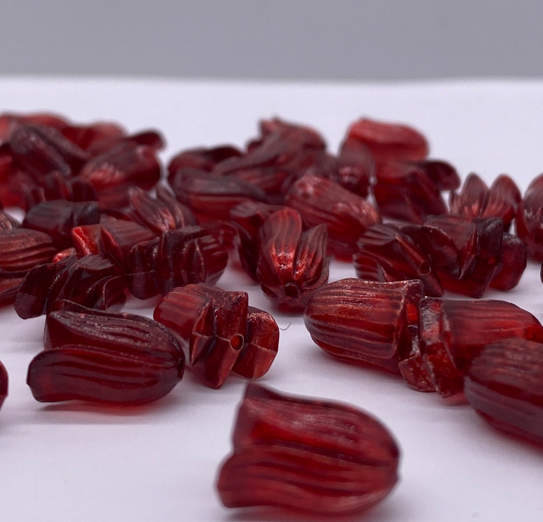 Tulip Drops, Ruby Red and Silver, 12mm (24 Peices per Price) - Etsy