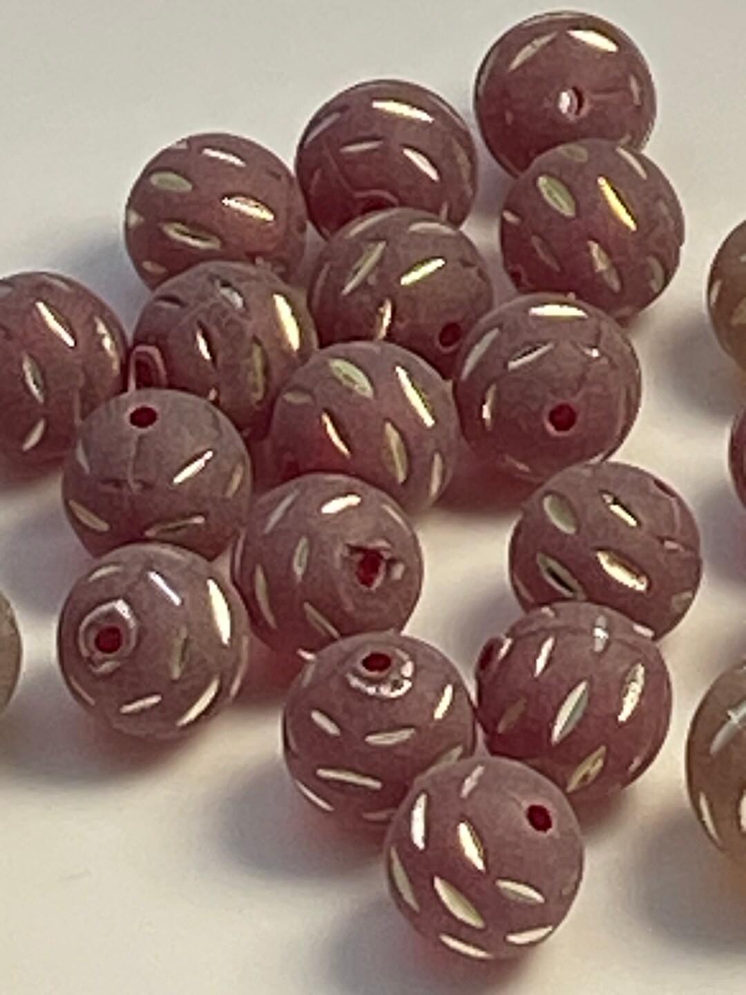 Frosted Maroon Beads With Silver Notches (8mm, 35pc) - Etsy